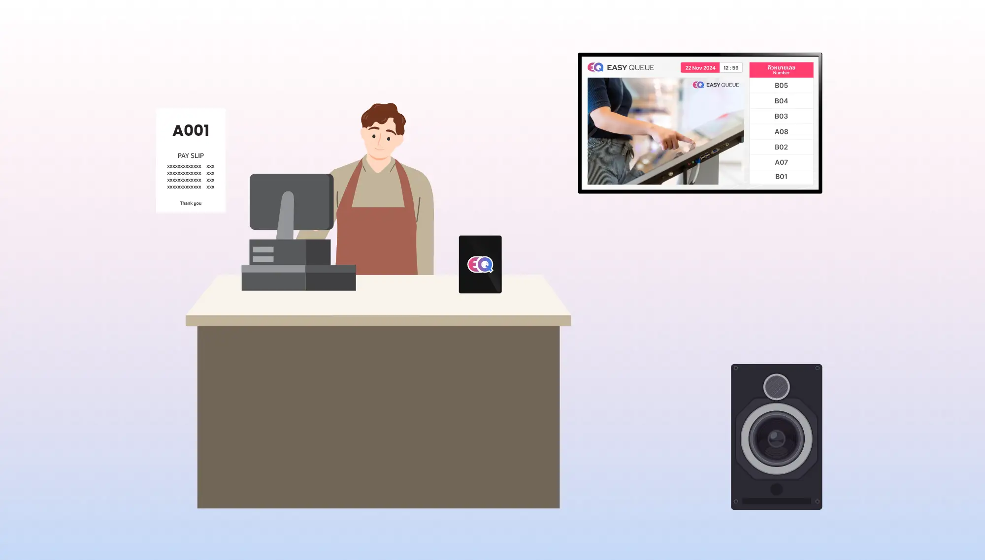 Easy Queue - คือระบบจัดการคิวที่ใช้งานง่าย ออกแบบมาเพื่อรองรับธุรกิจที่มีหน้าร้านทุกประเภท